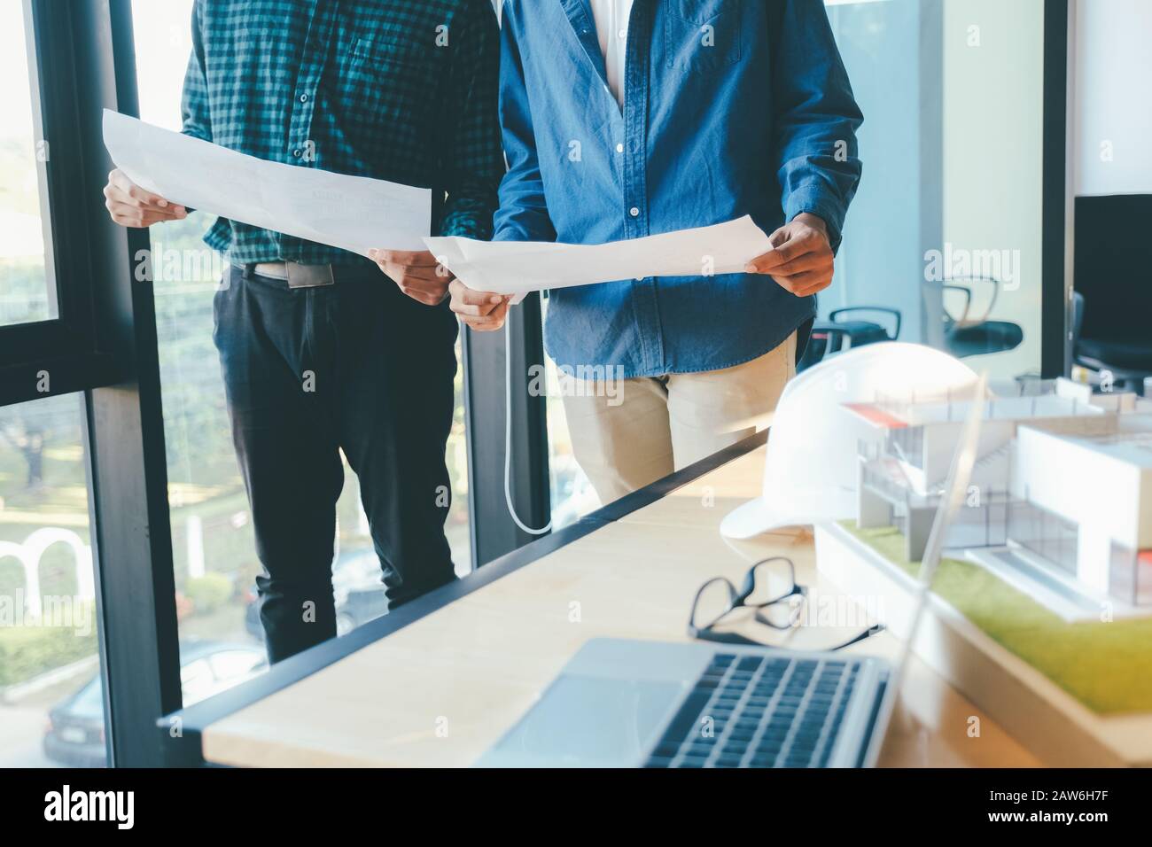 Image of engineer meeting for architectural project working with ...