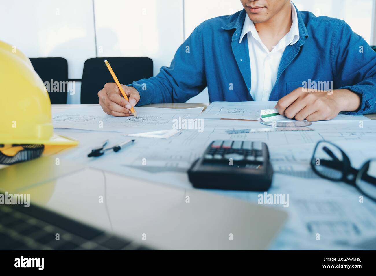 Civil Engineer Working In A Office