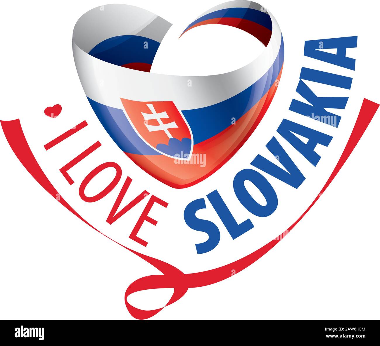 National flag of the Slovakia in the shape of a heart and the ...