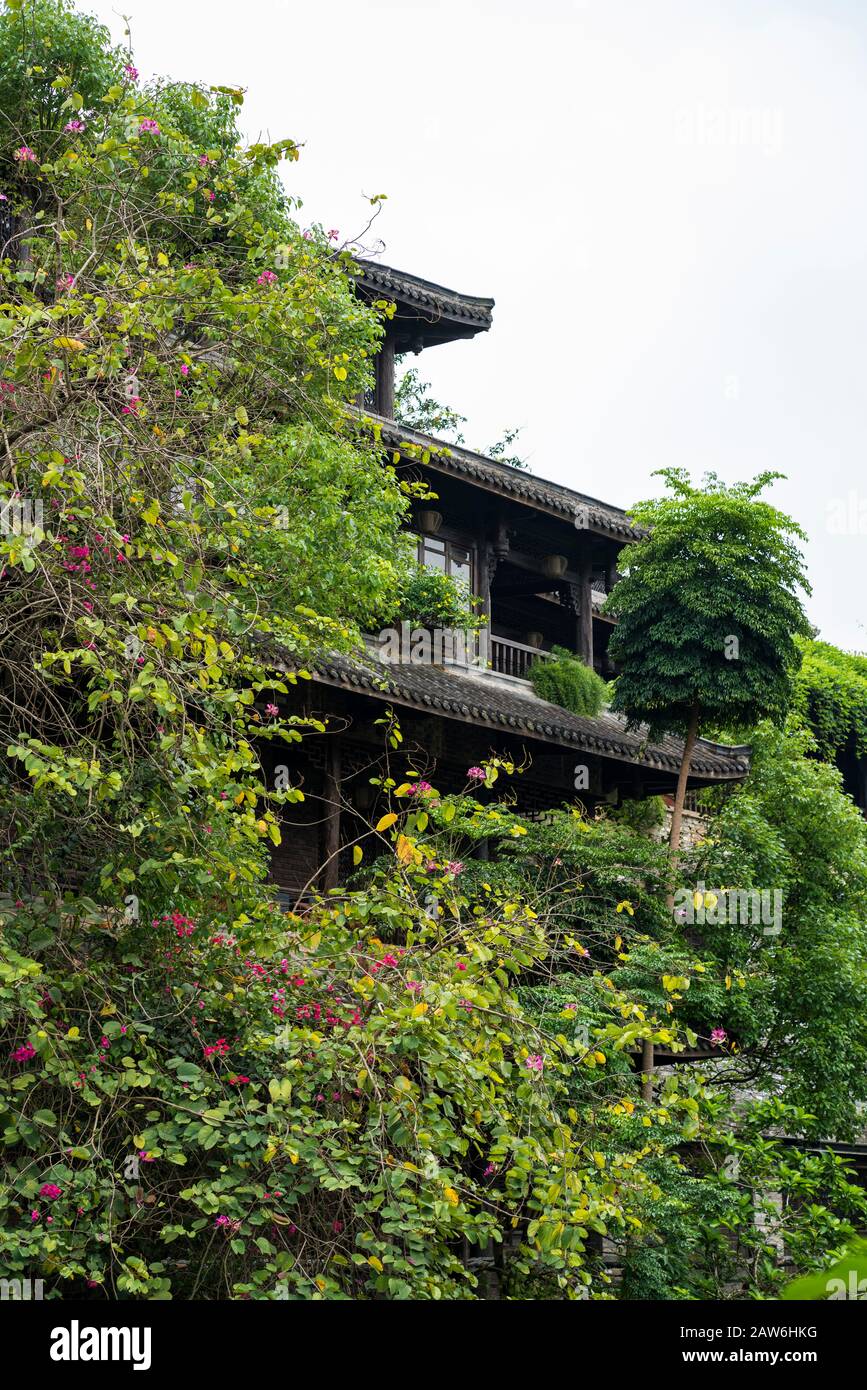 Shenzhen,China,April,2019. The Gankeng Hakka town sightseeing. It split ...