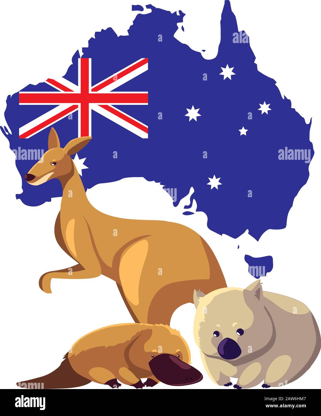 animals of australia with map of australia in the background vector ...