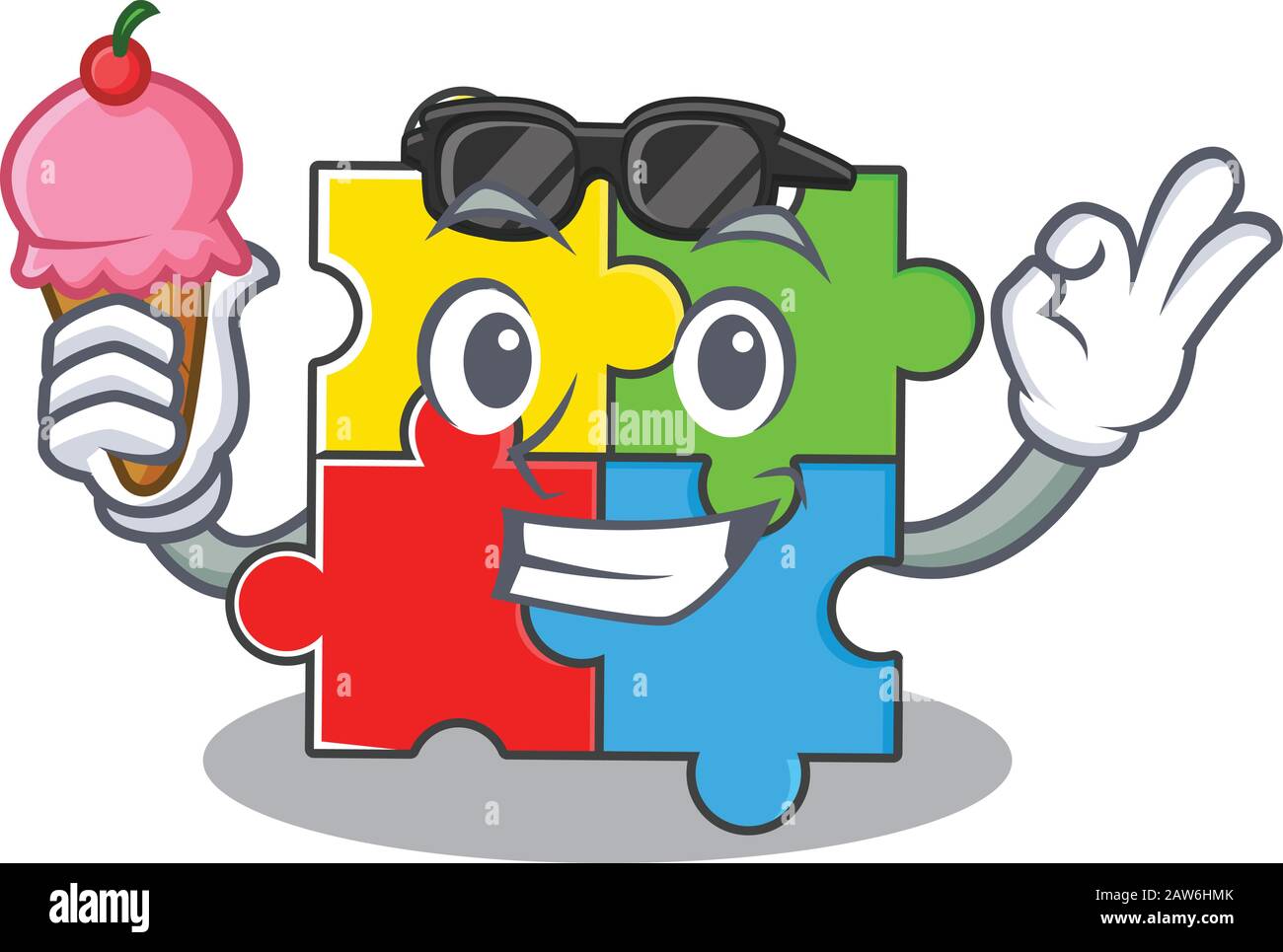 happy face puzzle toy cartoon design with ice cream Stock Vector Image ...