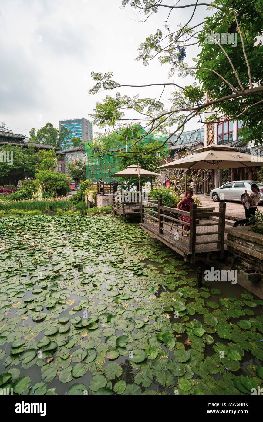 Shenzhen,China,April,2019. The Gankeng Hakka town sightseeing. It split ...