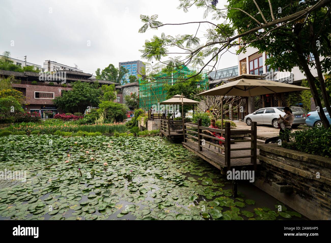 Shenzhen,China,April,2019. The Gankeng Hakka town sightseeing. It split ...