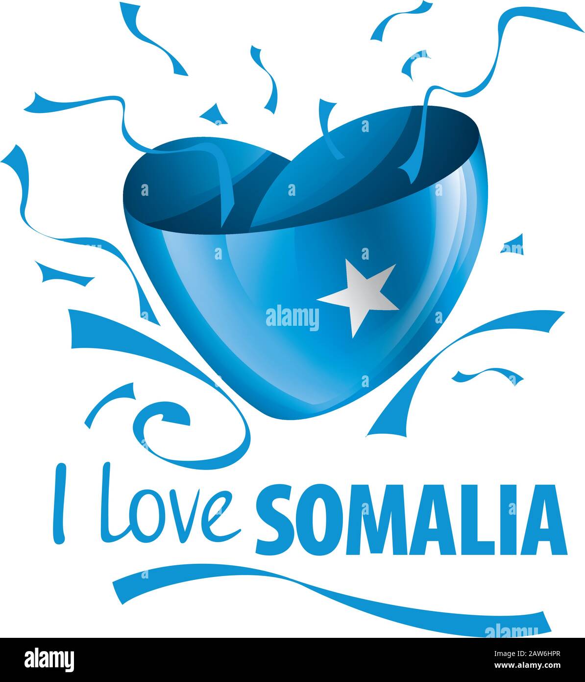 National flag of the Somalia in the shape of a heart and the ...