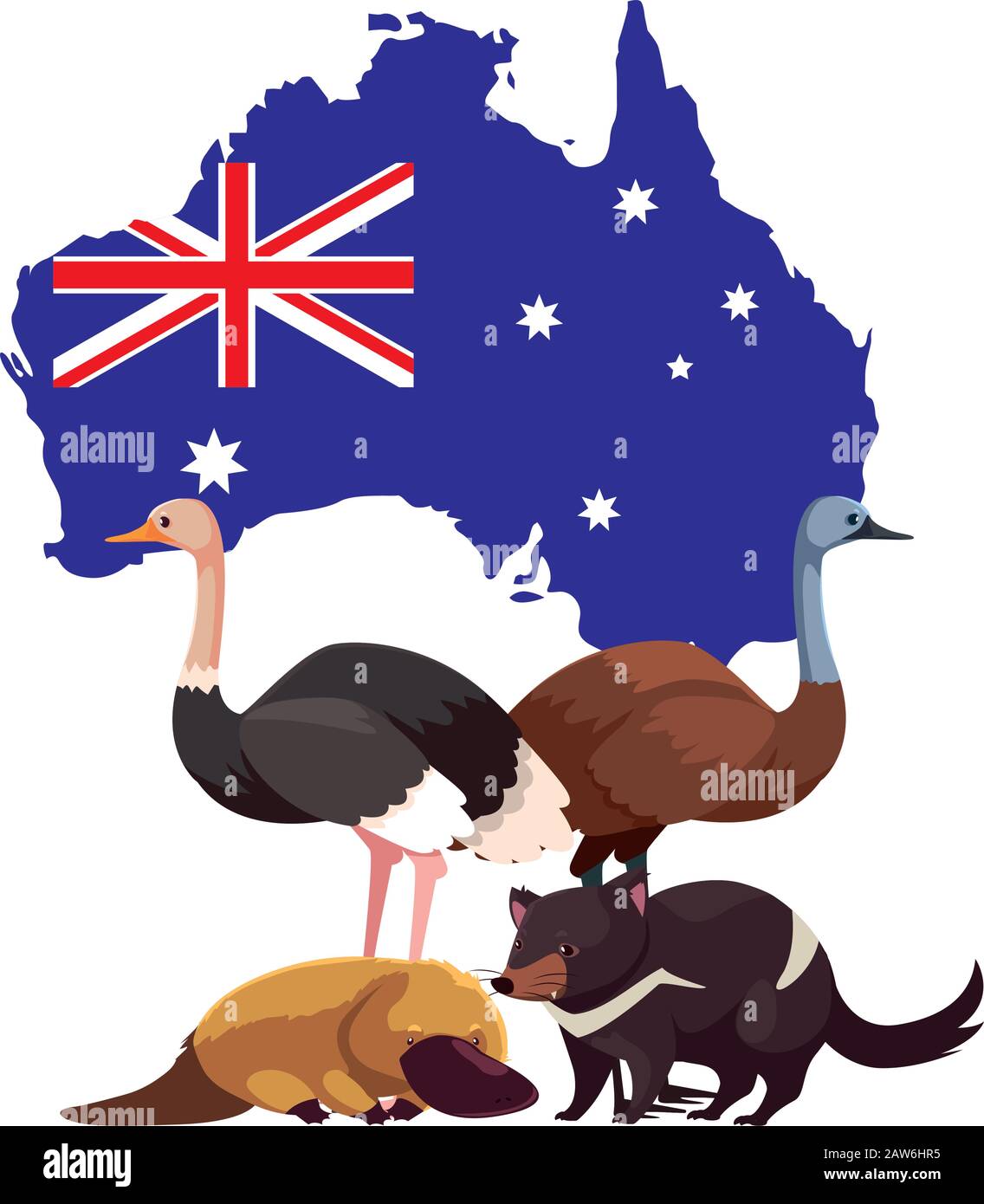 animals of australia with map of australia in the background vector ...