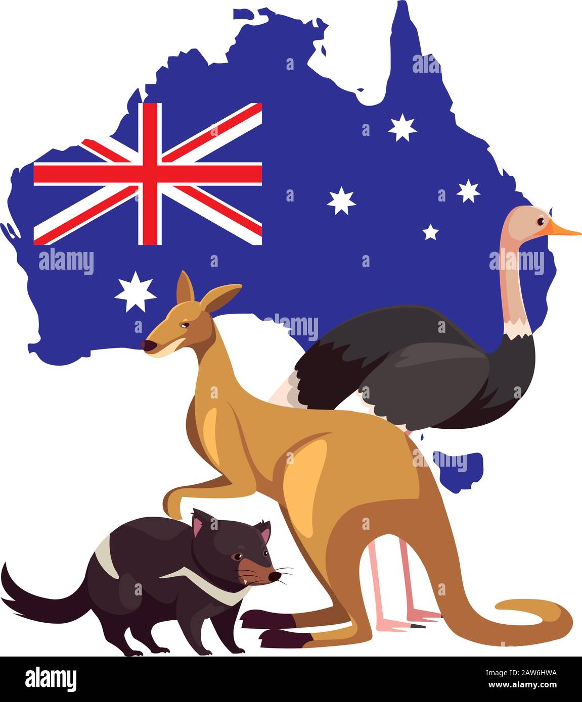 animals of australia with map of australia in the background vector ...