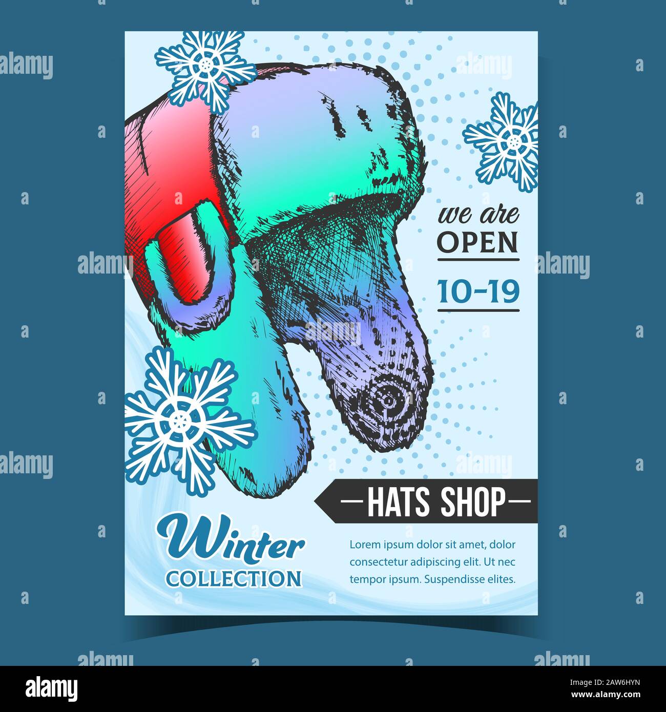 Hats Shop With Winter Collection Banner Vector Stock Vector Image & Art ...