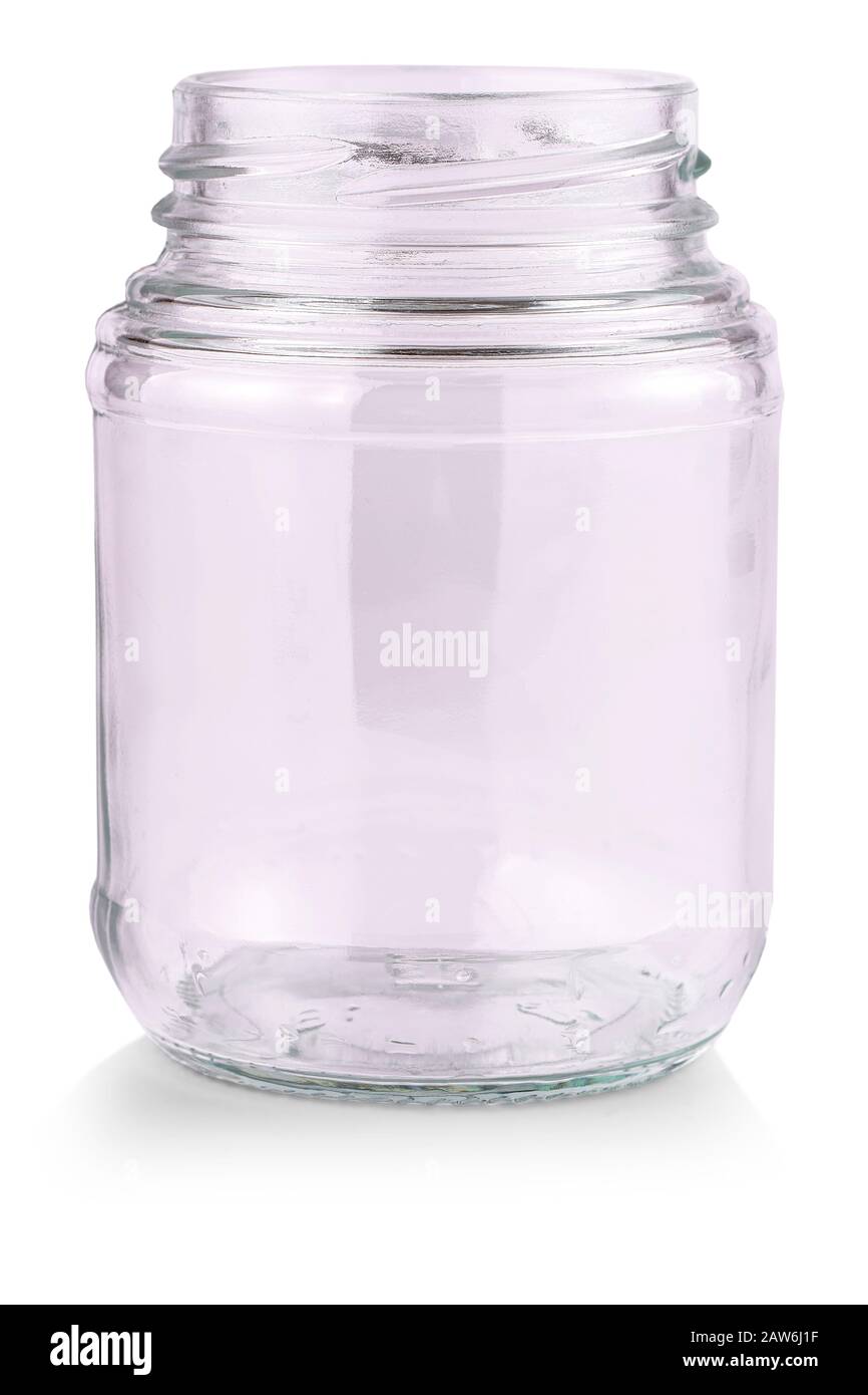 The Empty glass jar isolated on a white background Stock Photo - Alamy