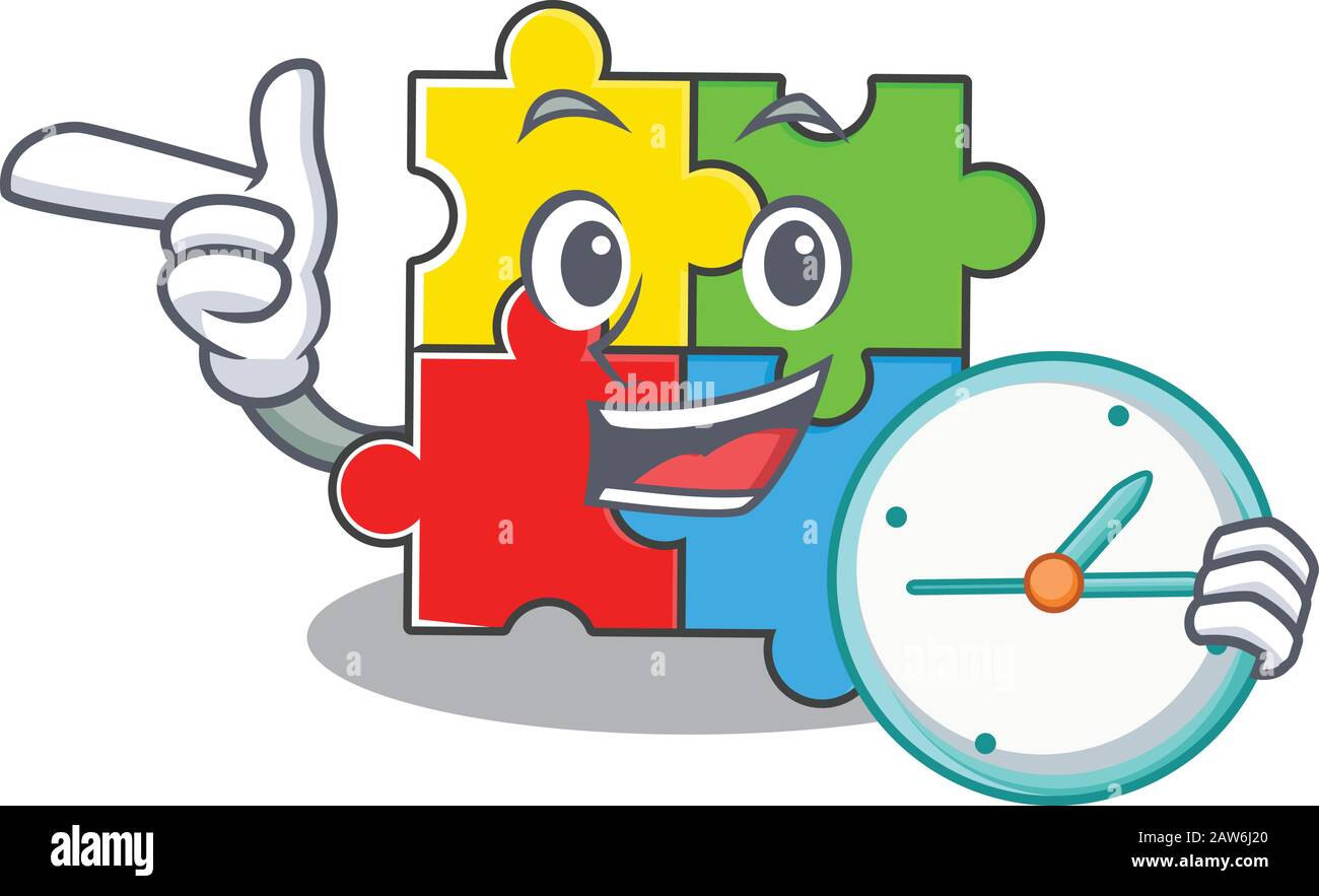 cartoon character concept puzzle toy having clock Stock Vector Image ...