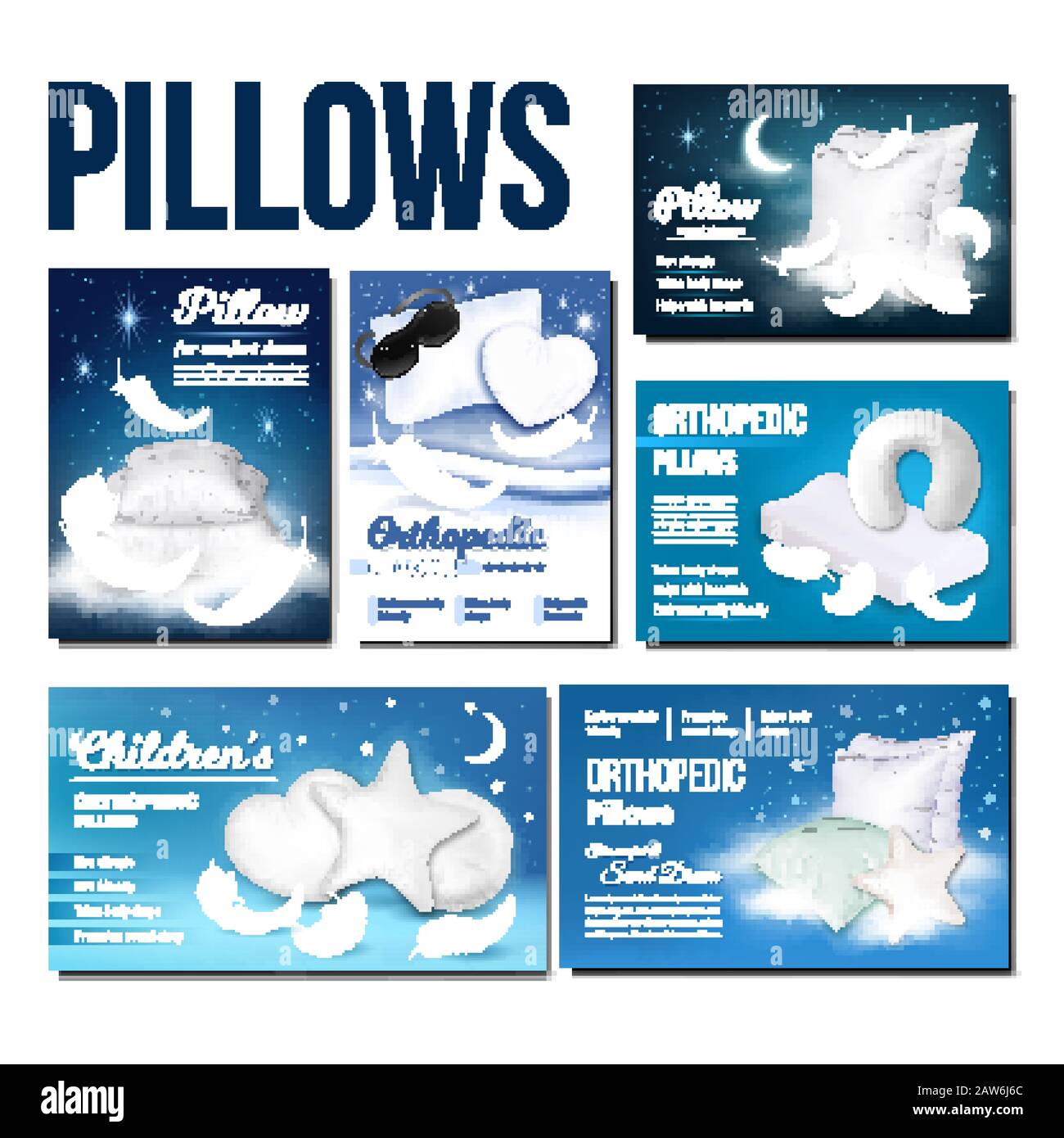 Pillows For Sleeping Advertising Banner Set Vector Stock Vector Image ...