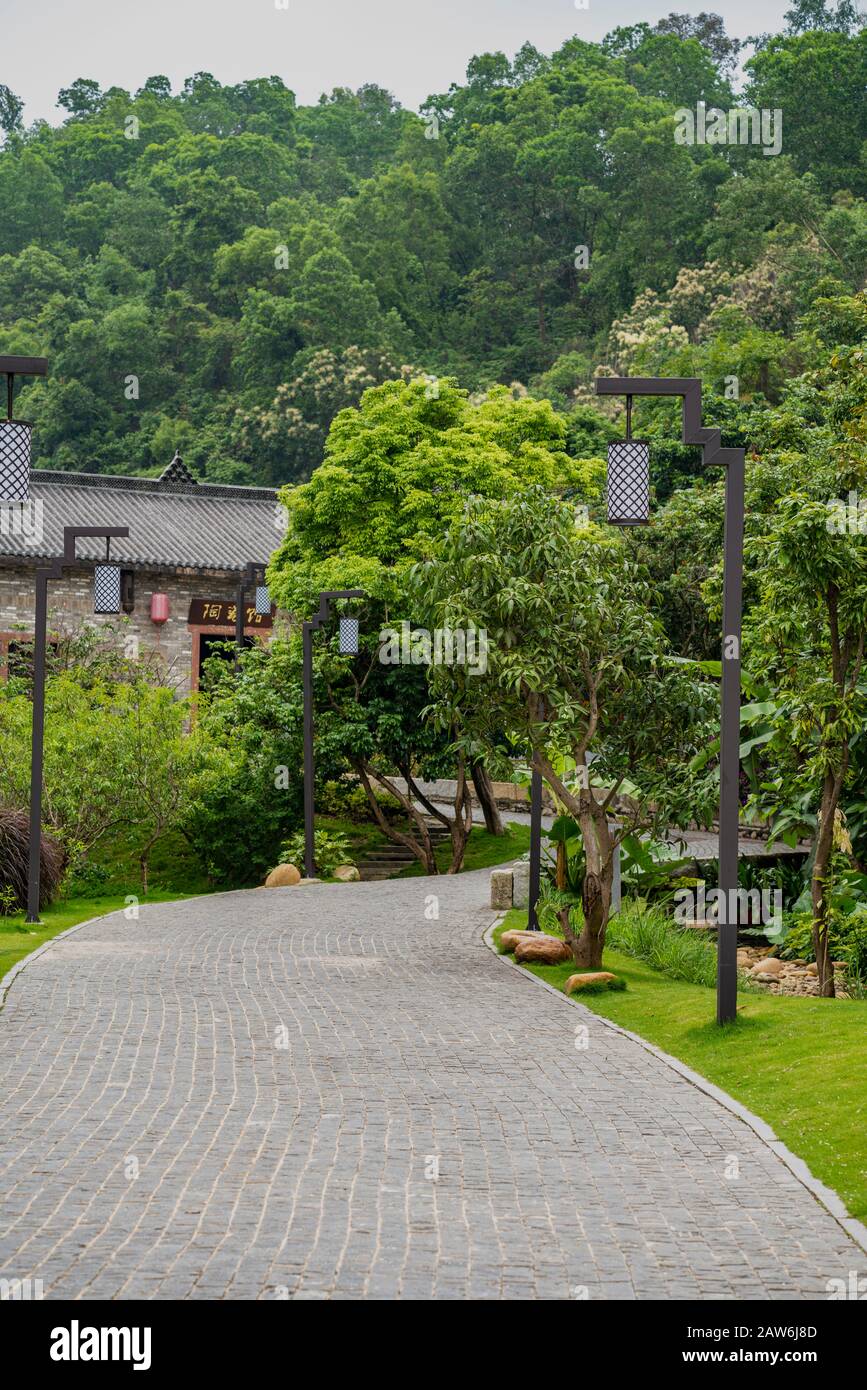 Shenzhen,China,April,2019. The Gankeng Hakka town sightseeing. It split ...