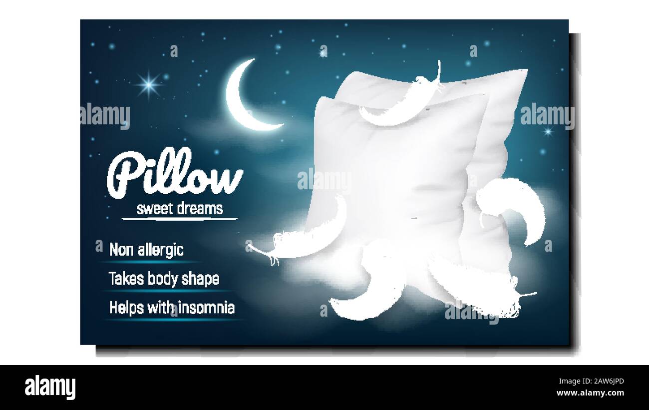 Pillow For Sweet Dreams Advertising Poster Vector Stock Vector Image ...