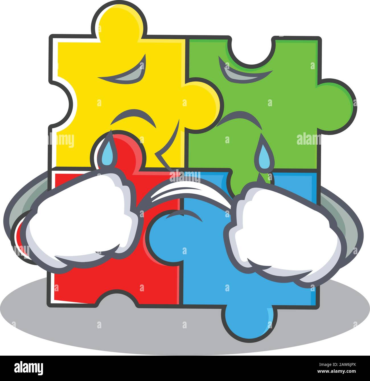 Puzzle toy cartoon character concept with a sad face Stock Vector Image ...