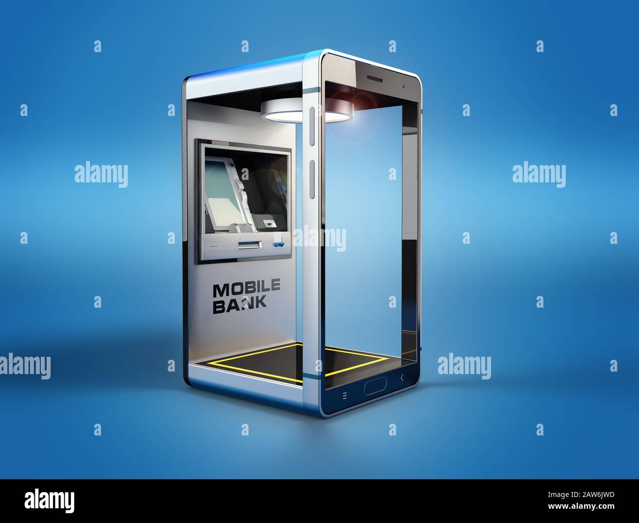 3d Rendering of Mobile online banking and payment concept. Smart phone ...