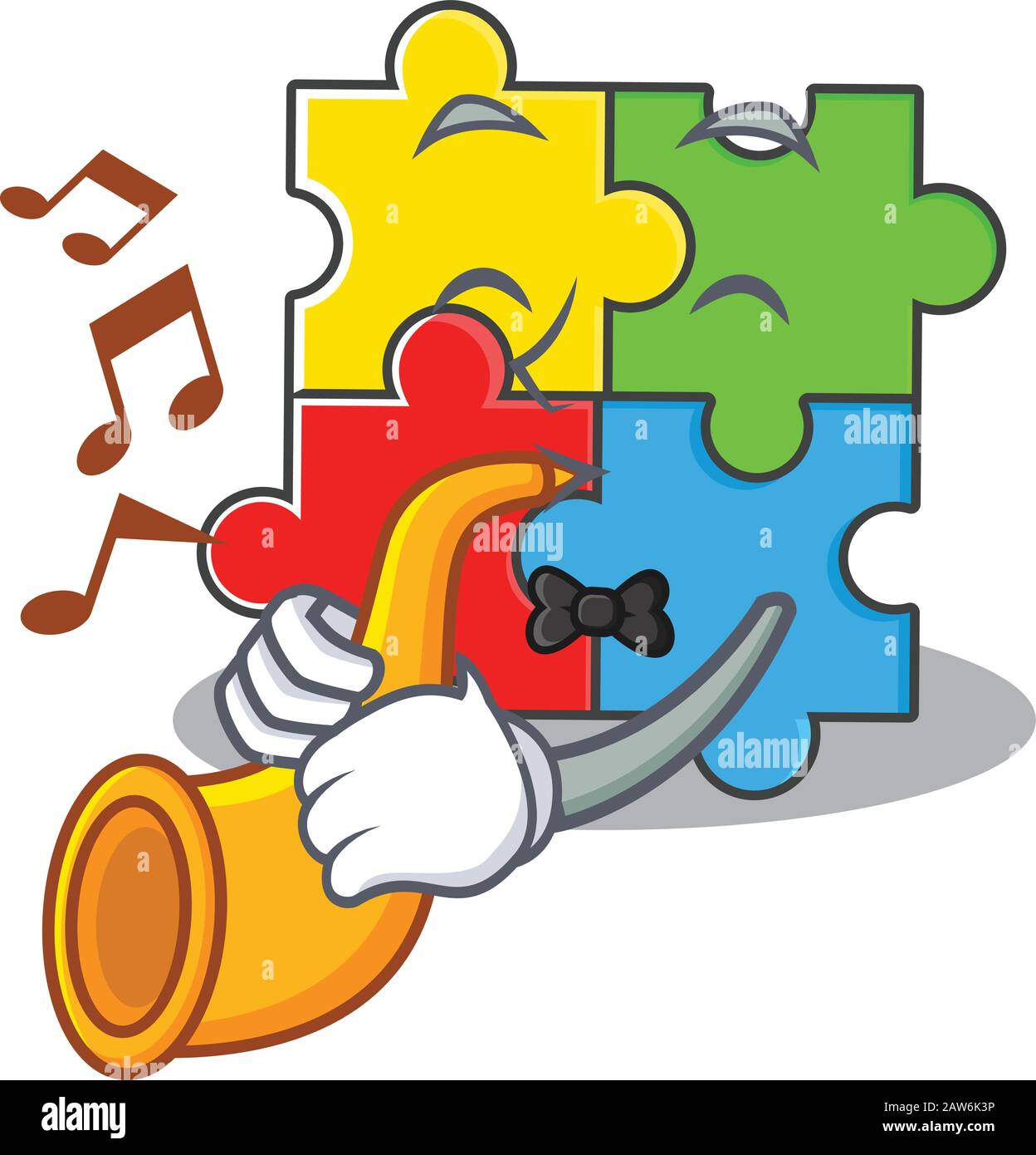 mascot design concept of puzzle toy playing a trumpet Stock Vector ...