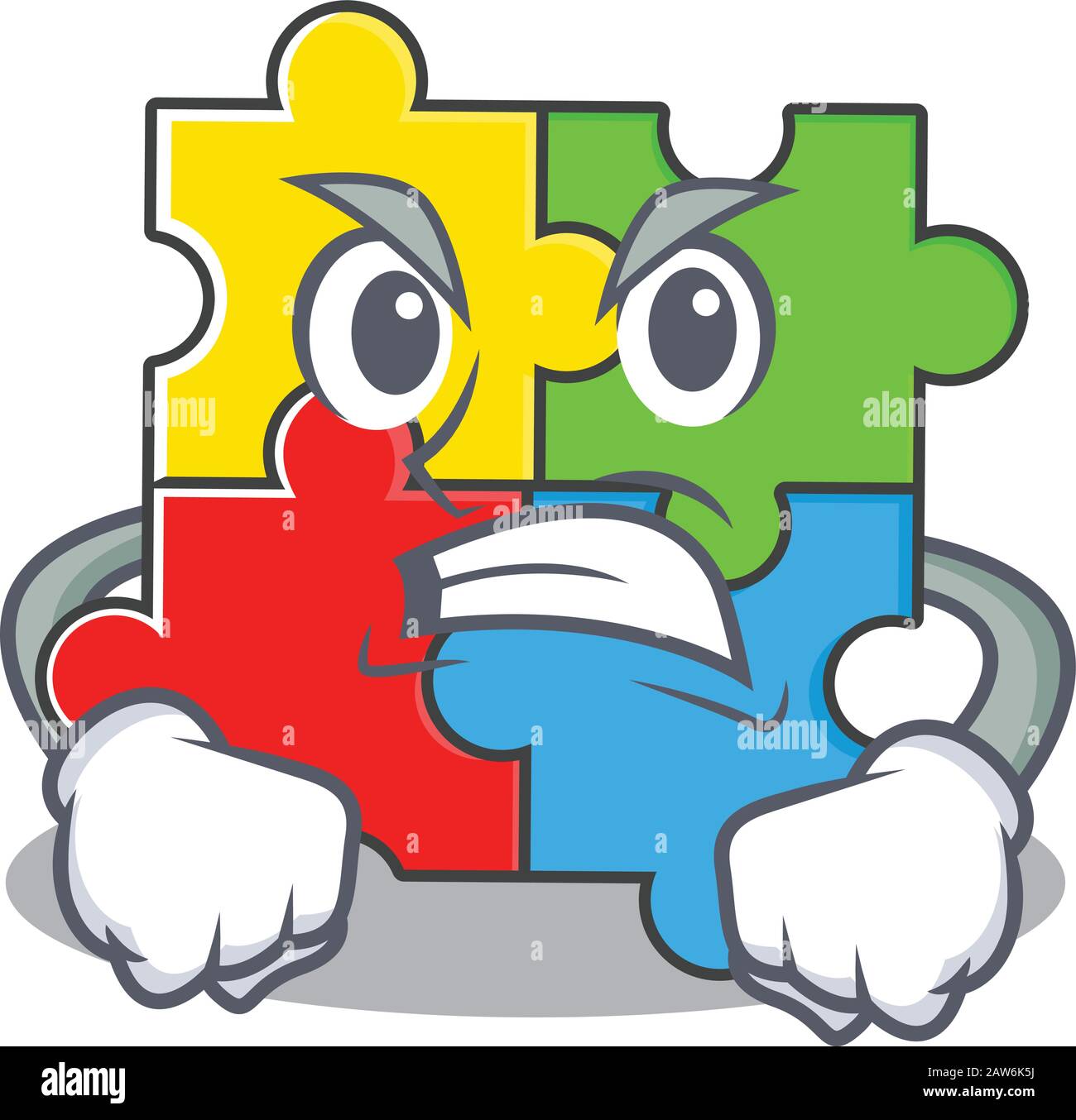 Puzzle toy cartoon character style having angry face Stock Vector Image ...
