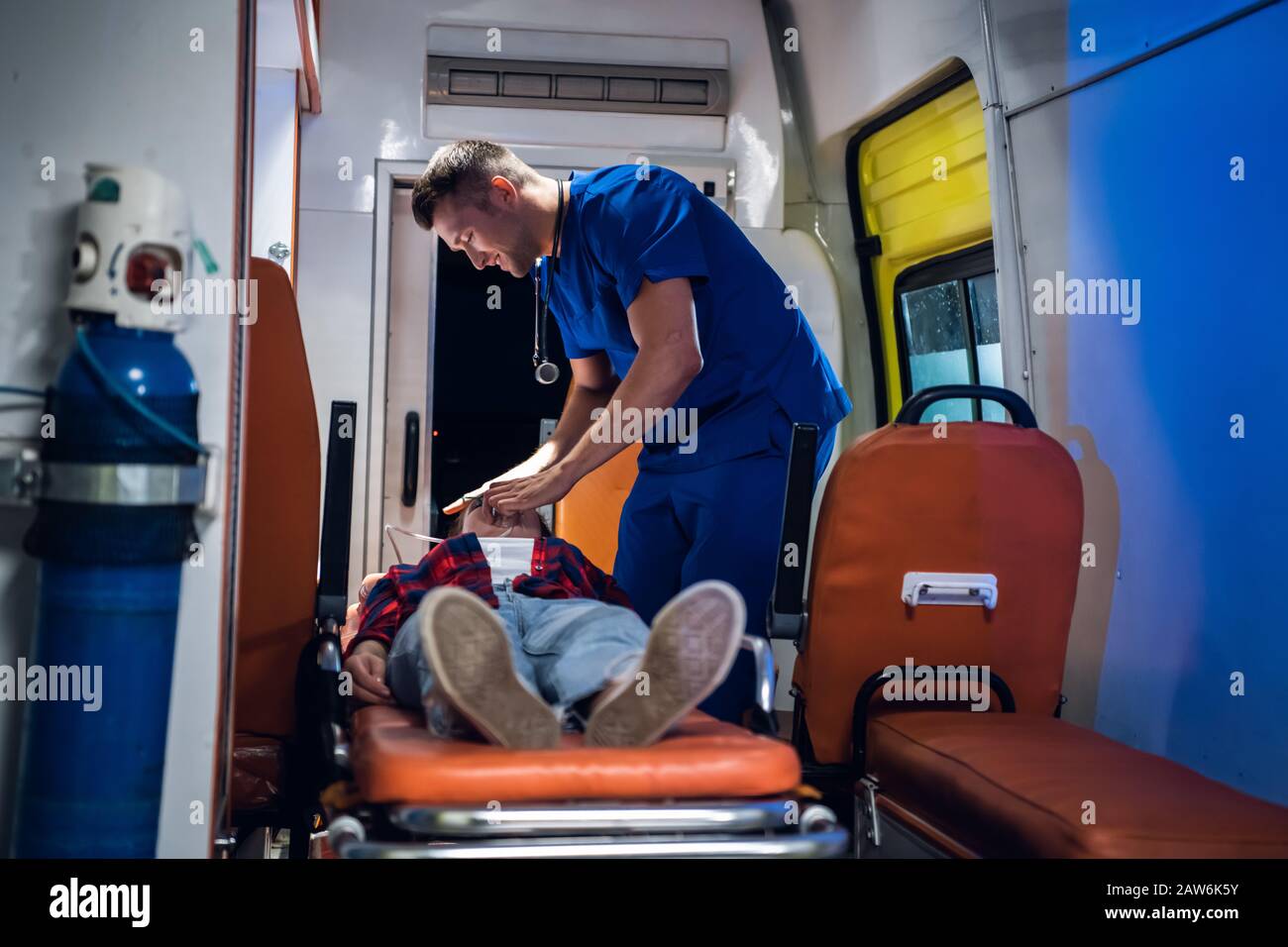 Ambulance Patients Wearing Oxygen Mask