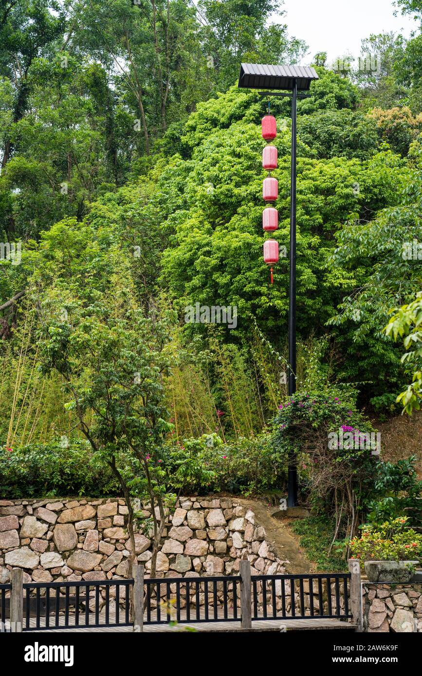 Shenzhen,China,April,2019. Gankeng Hakka town sightseeing. It split ...