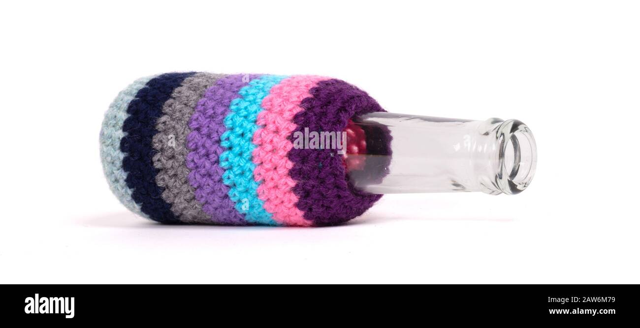 Handmade decorative vase, bottle, jar made of wool, isolated Stock ...