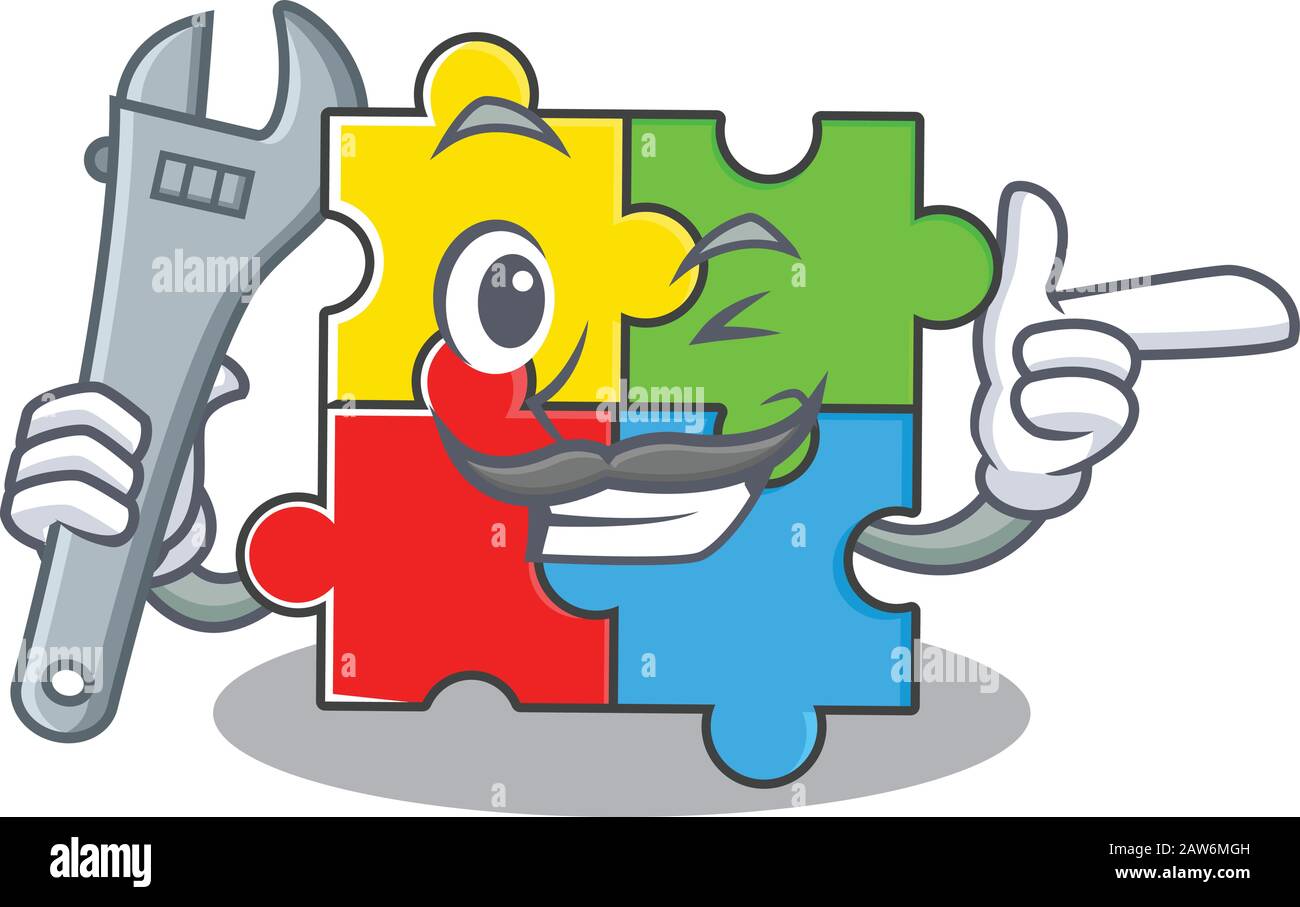 Smart Mechanic puzzle toy cartoon character design Stock Vector Image ...