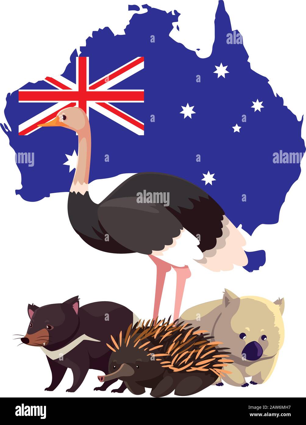 animals of australia with map of australia in the background vector ...