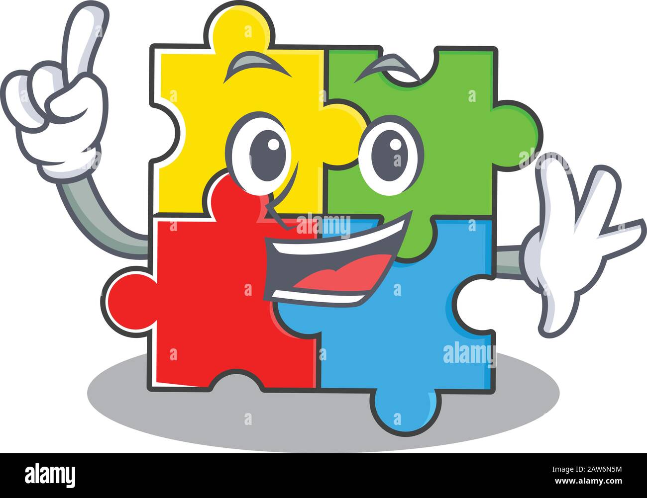 Cartoon puzzle piece smiling happy hi-res stock photography and images ...