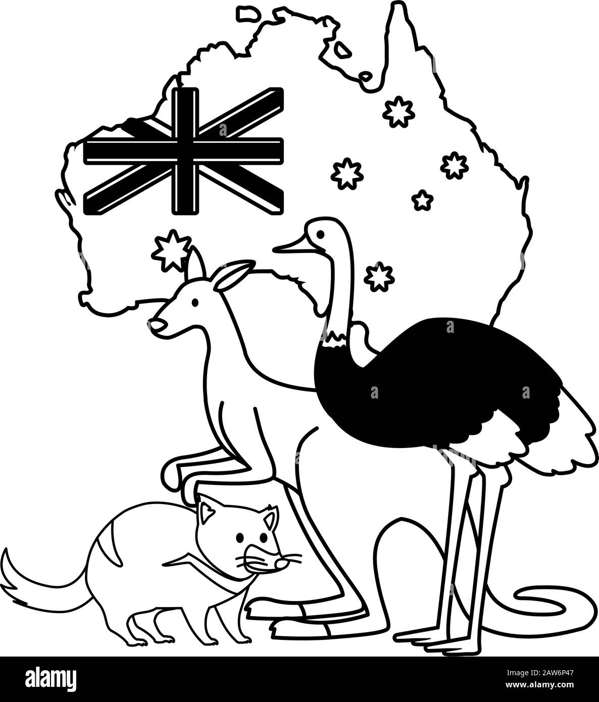 animals of australia with map of australia in the background vector ...