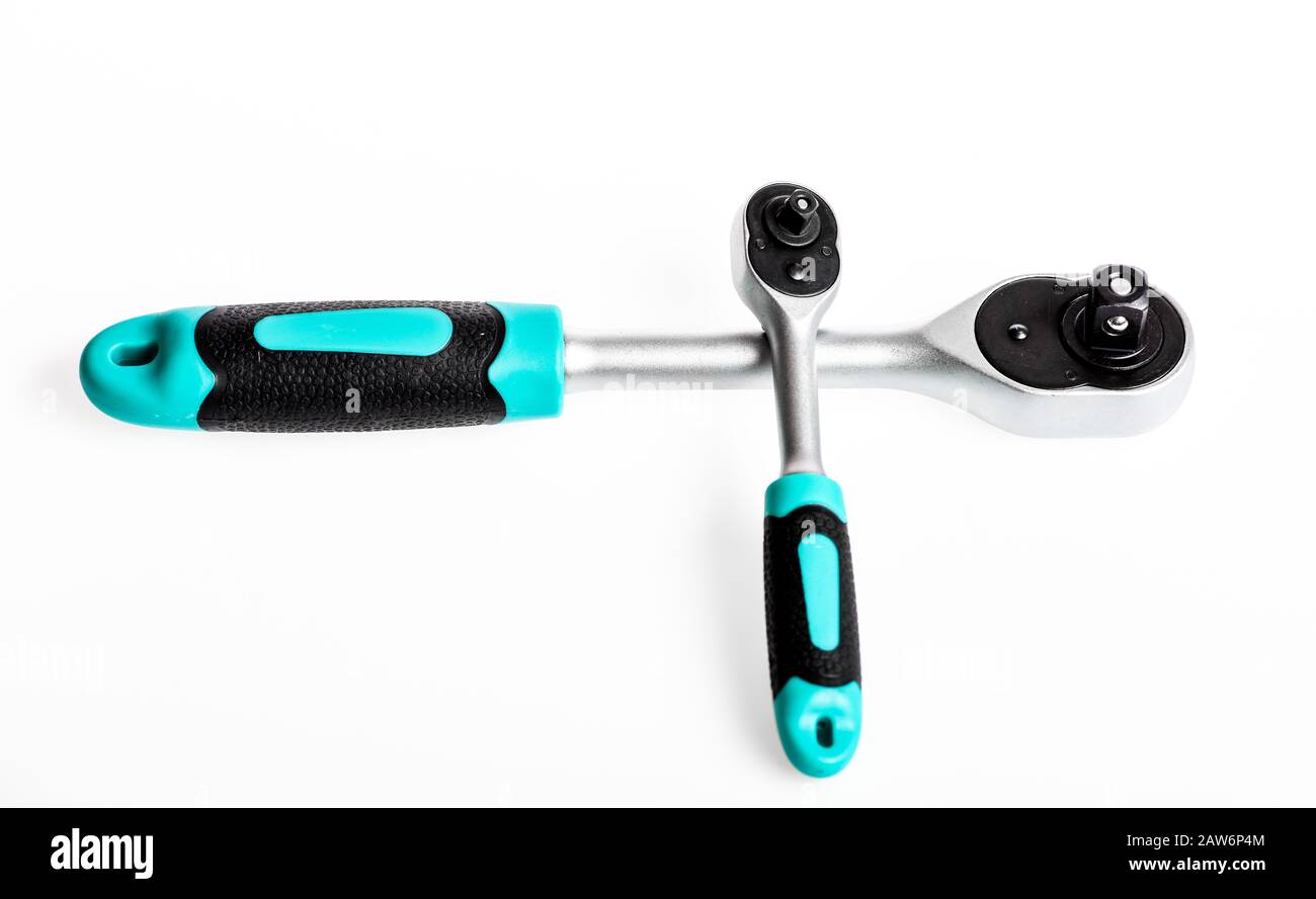 Knob for socket wrench nut ratchet close up. Steel made with no skid ...