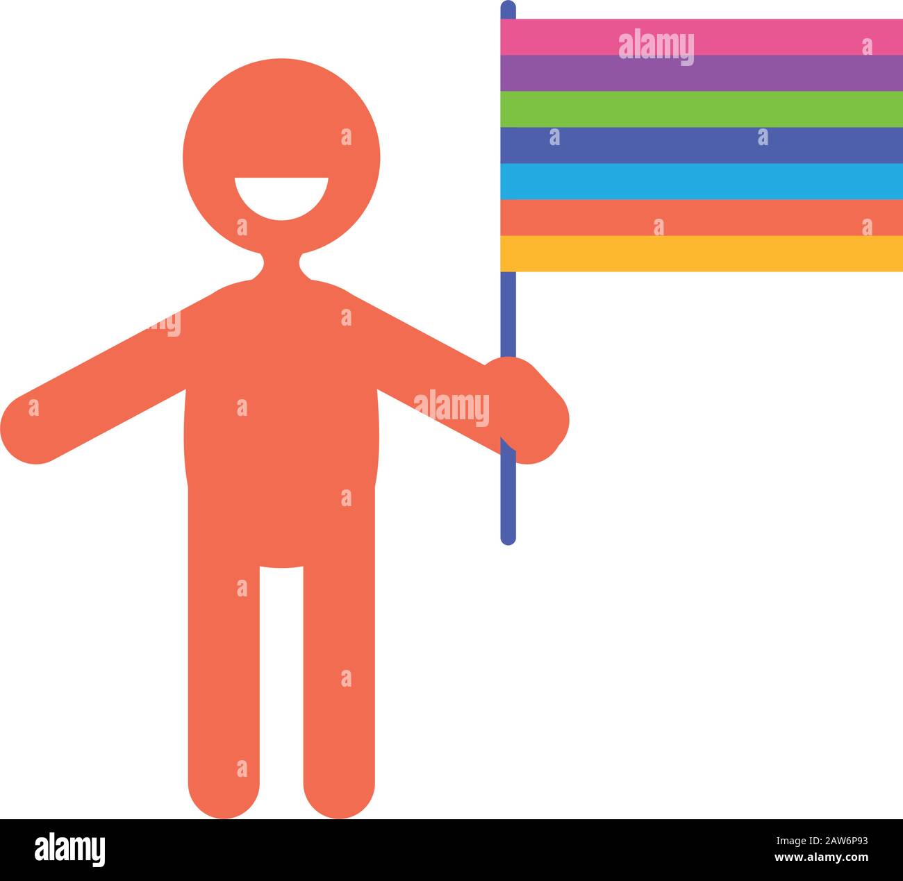 Avatar man with flag of zero discrimination day, flat style icon vector ...