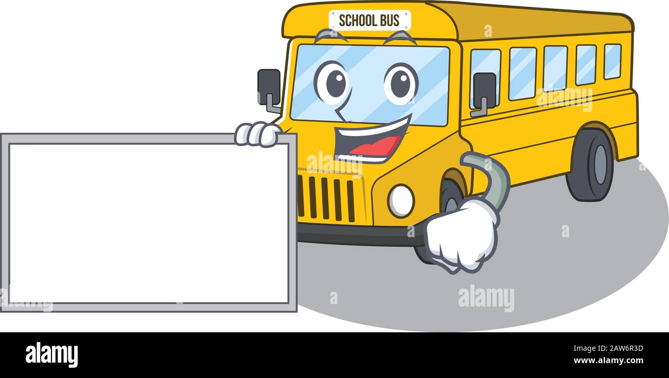 cartoon character of school bus design concept bring a board Stock ...