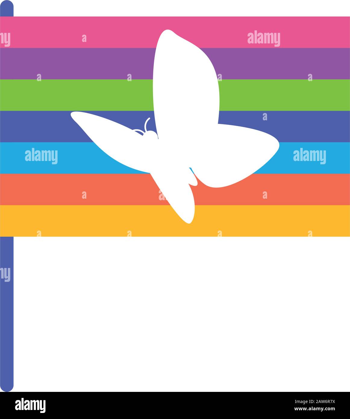 Butterfly inside flag of zero discrimination day, flat style icon ...