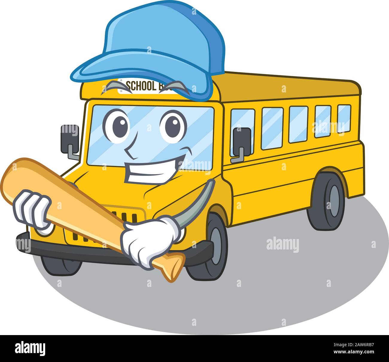 Smiley Funny school bus a mascot design with baseball Stock Vector ...