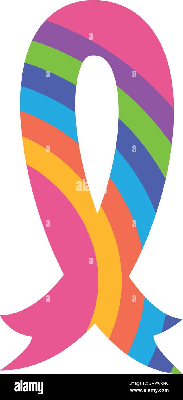 Ribbon of zero discrimination day , flat style icon vector illustration ...
