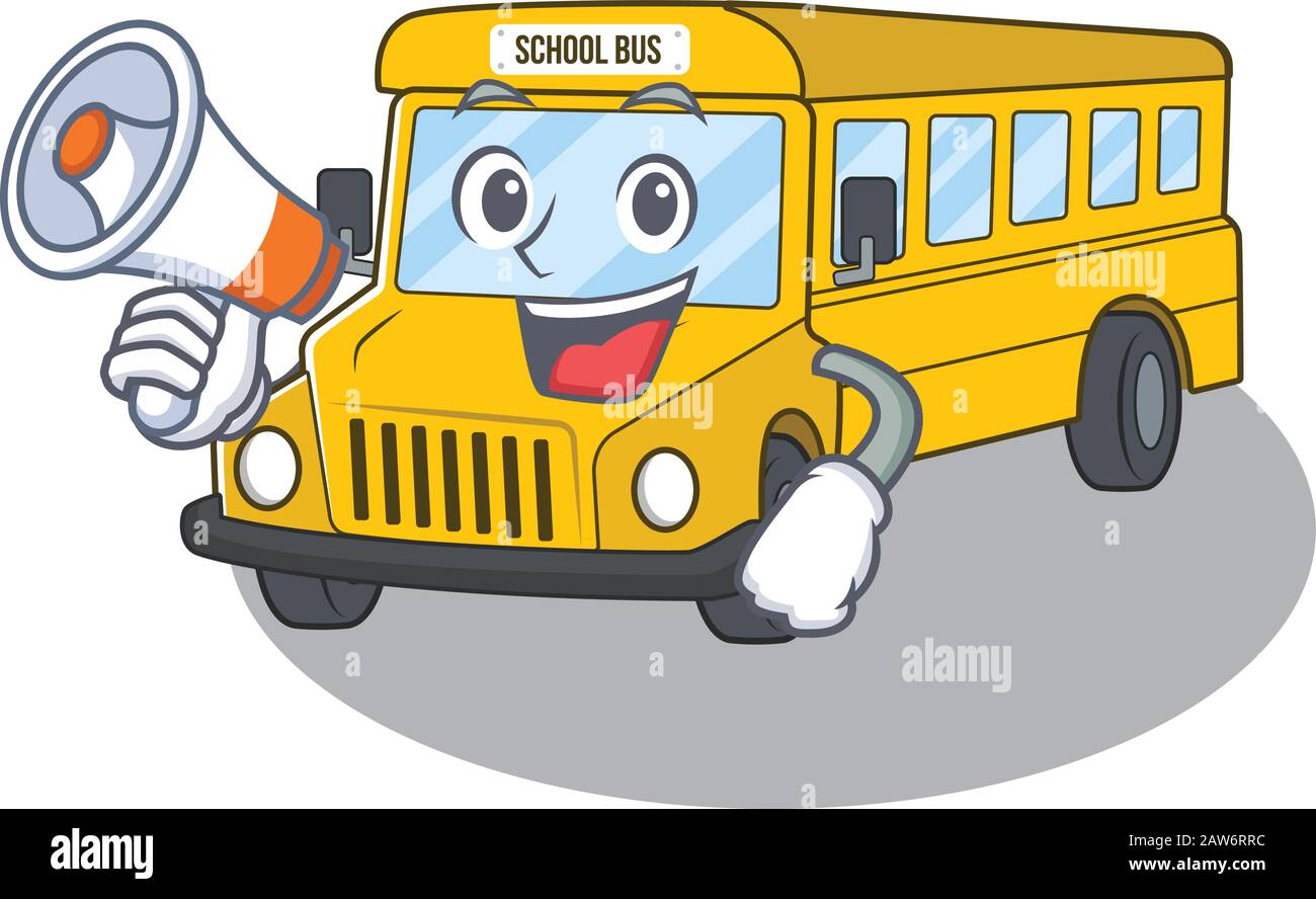 A mascot of school bus speaking on a megaphone Stock Vector Image & Art ...