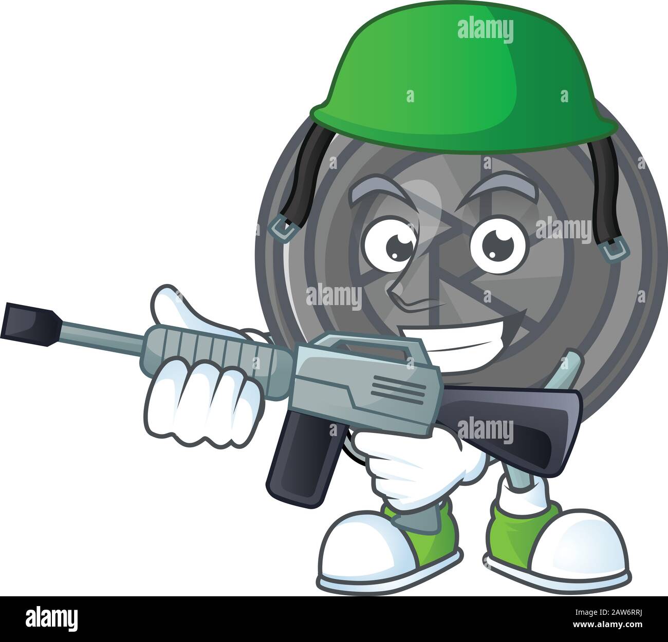 Camera lens mascot design in an Army uniform with machine gun Stock ...