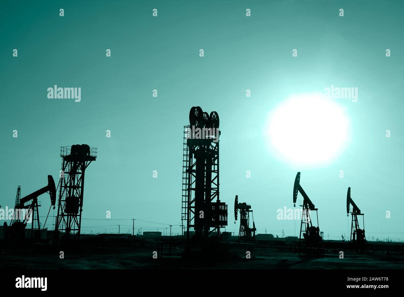 Tower type pumping unit in the evening Stock Photo - Alamy