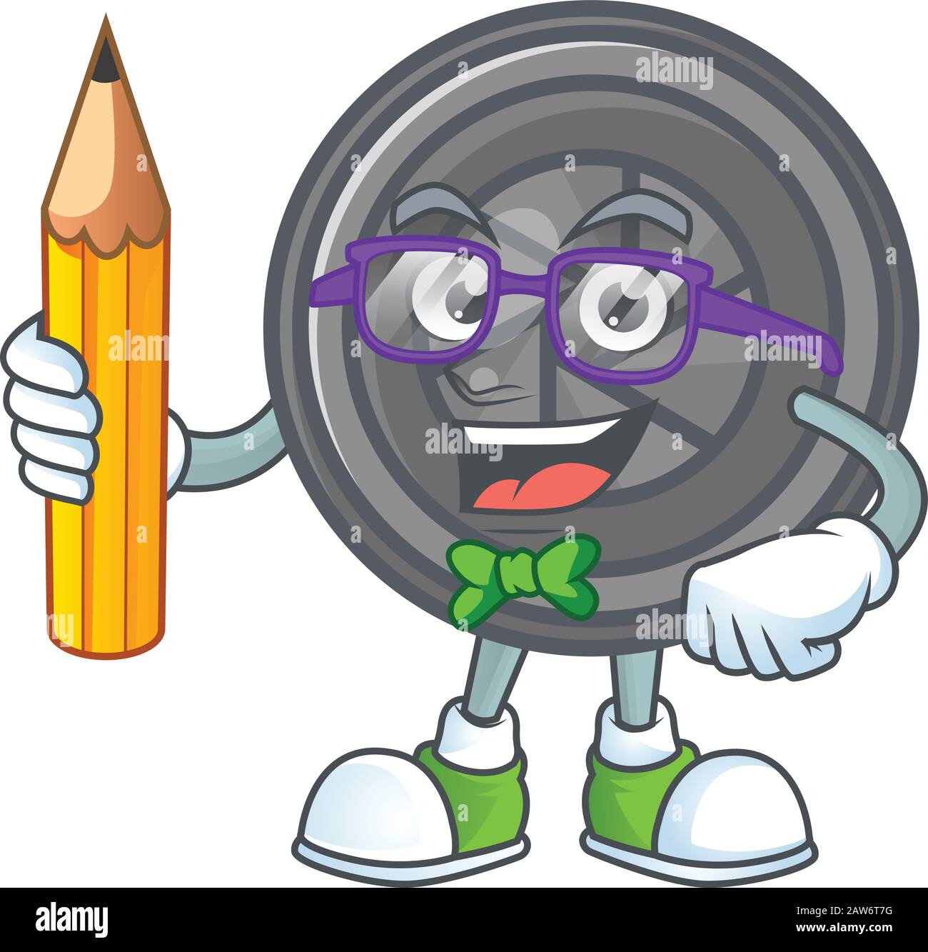 A mascot icon of Student camera lens character holding pencil Stock ...