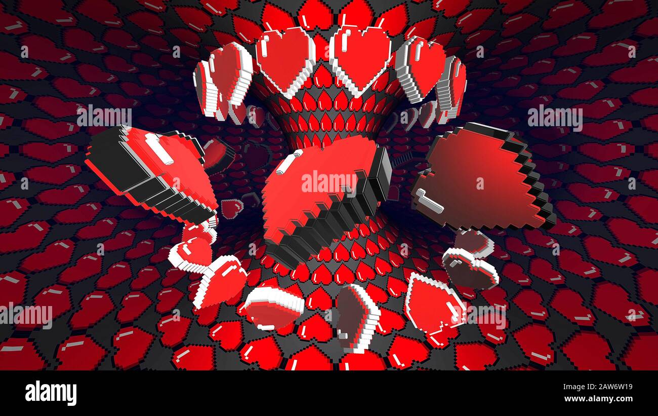 8 bits pixel hearts illustration. Retro arcade video game Valentine´s ...