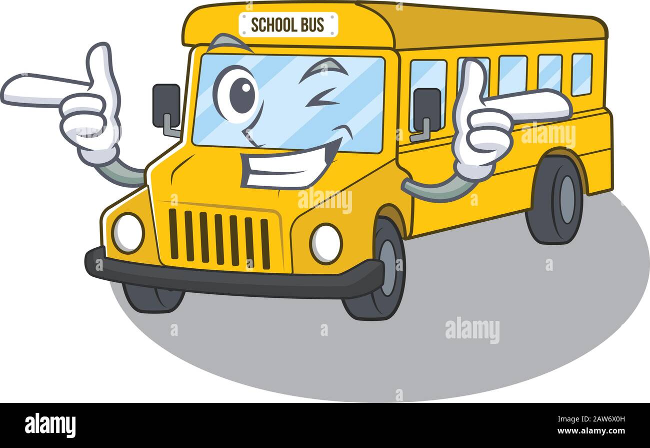 Cute mascot cartoon design of school bus with Wink eye Stock Vector ...