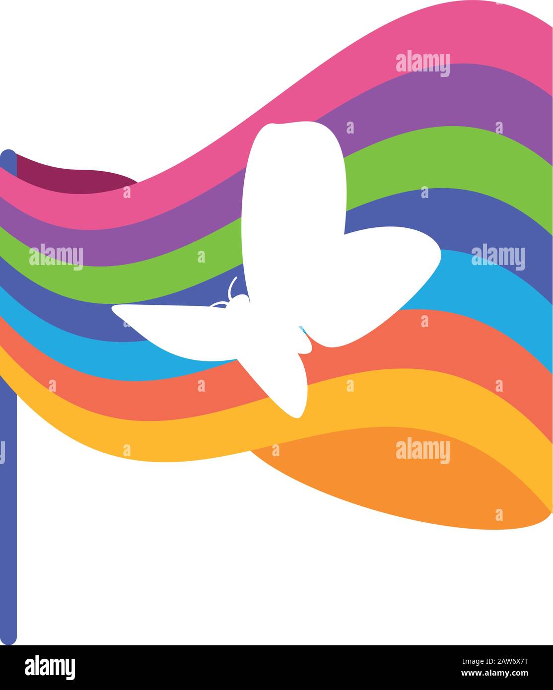 Butterfly inside flag of zero discrimination day, flat style icon ...