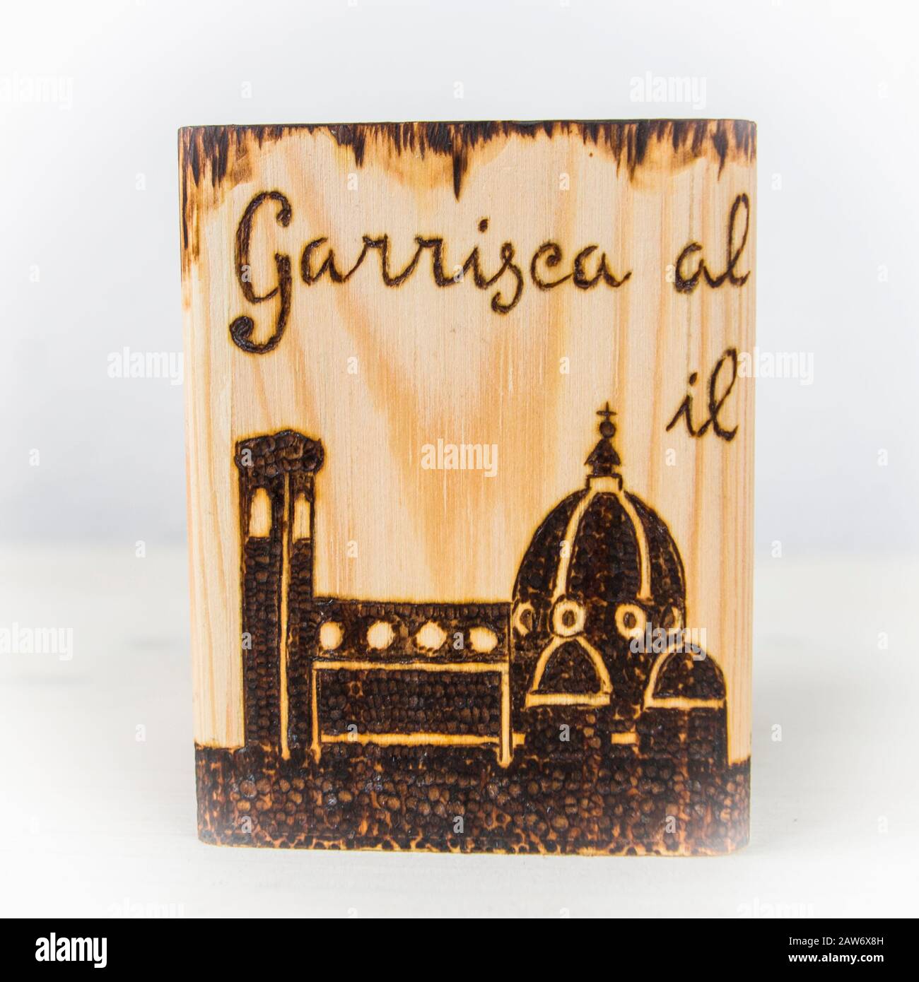 the ancient art of pyrography, wood and fire, the symbols of the city ...