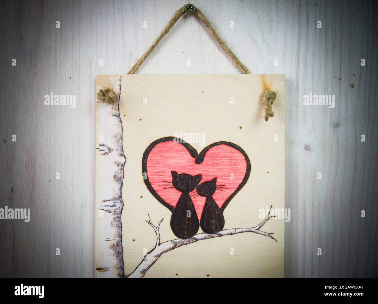 the ancient art of pyrography, wood and fire, cats and hearts forever ...