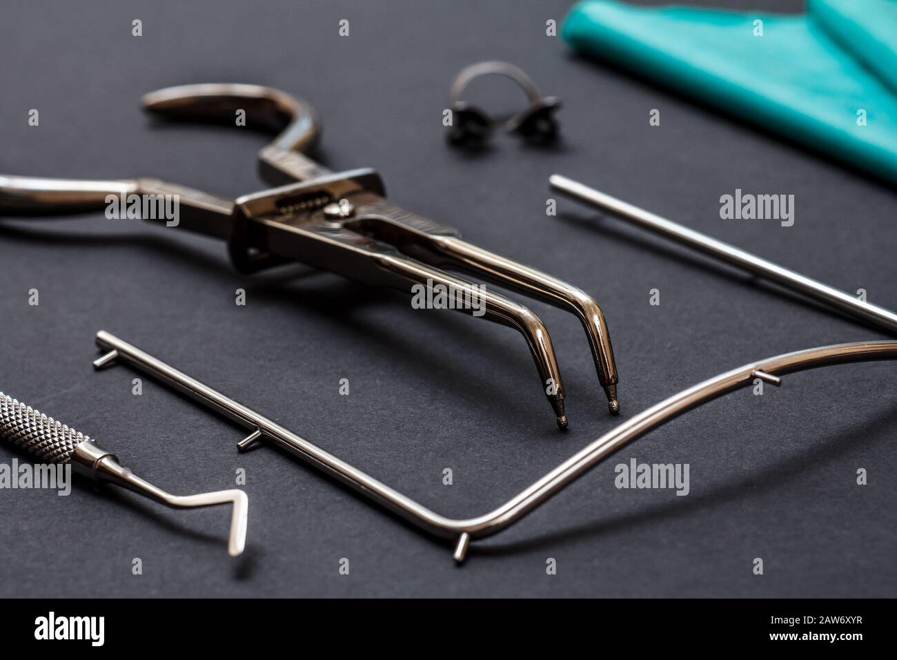 Set of instruments for dental treatment. Dental tongs for clasps ...