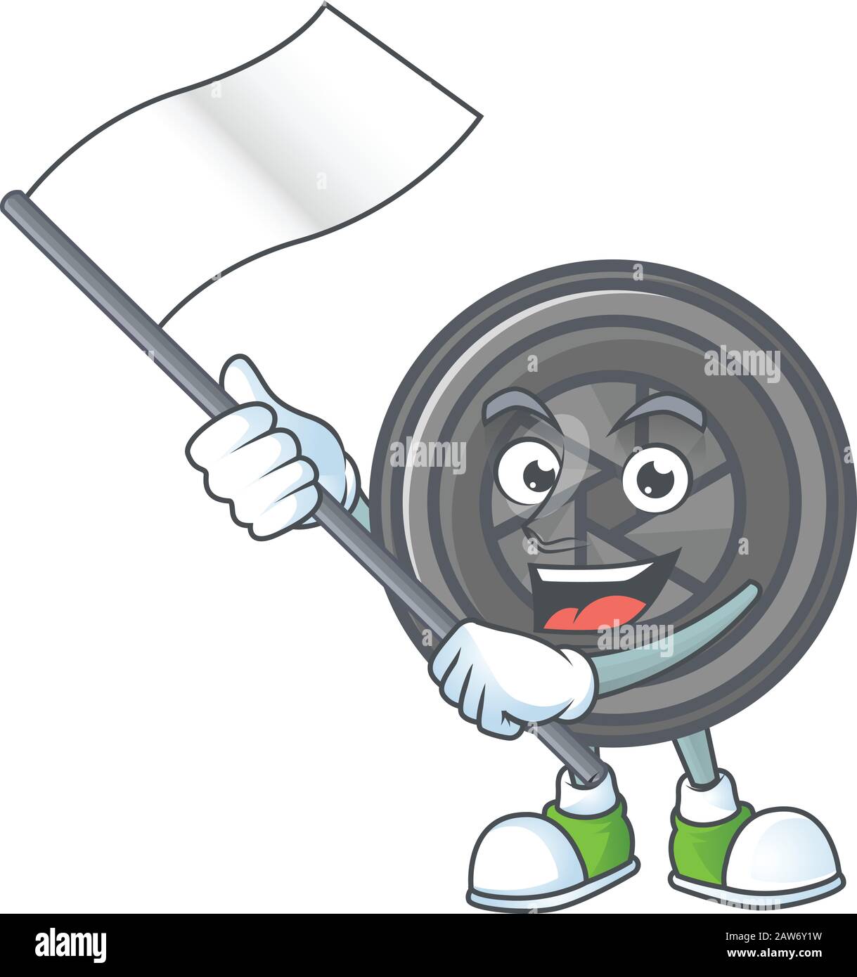 Funny camera lens cartoon character design with a flag Stock Vector ...