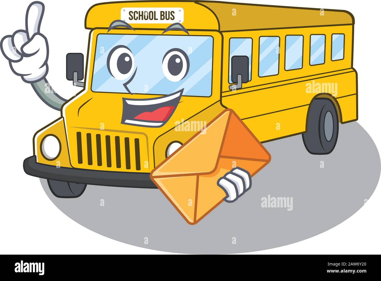 Happy face school bus mascot design with envelope Stock Vector Image ...