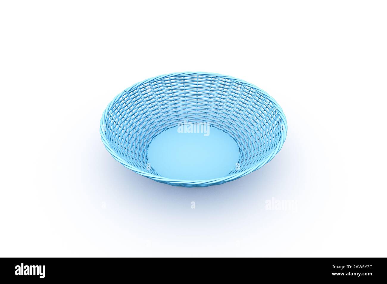 3d rendering, perspective view of rounded plastic basket, isolated on ...
