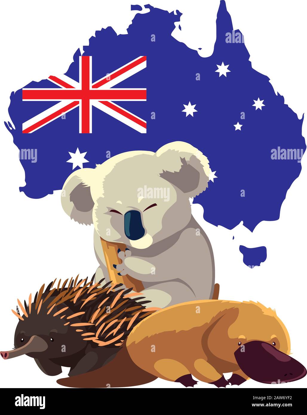 animals of australia with map of australia in the background vector ...