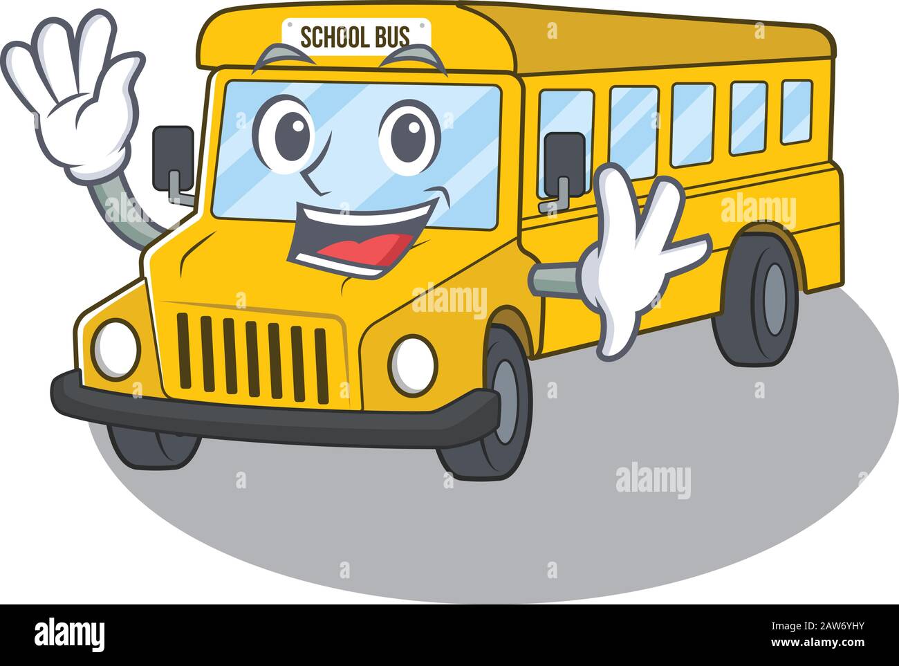 Waving friendly school bus mascot design style Stock Vector Image & Art ...