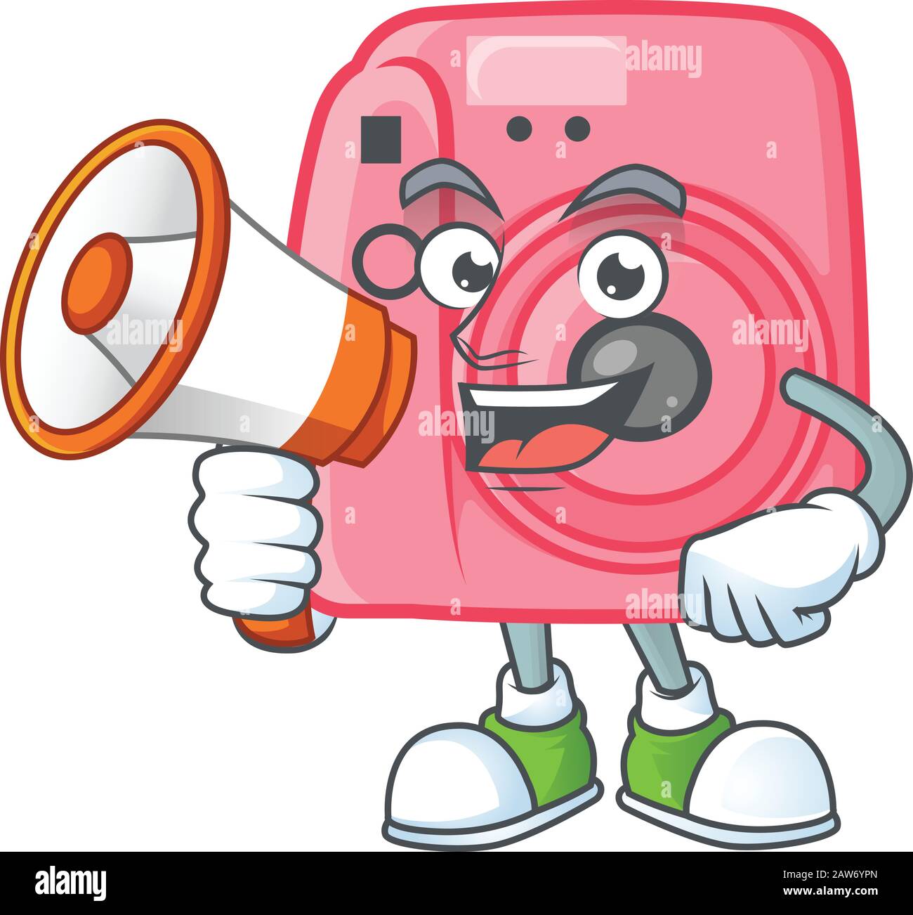 A chilly cartoon character of instan camera with a megaphone Stock ...